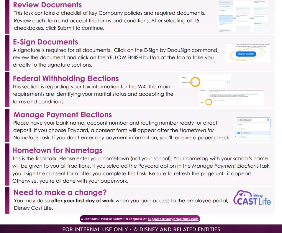 Complete Workday Paperwork – Disney Programs Support